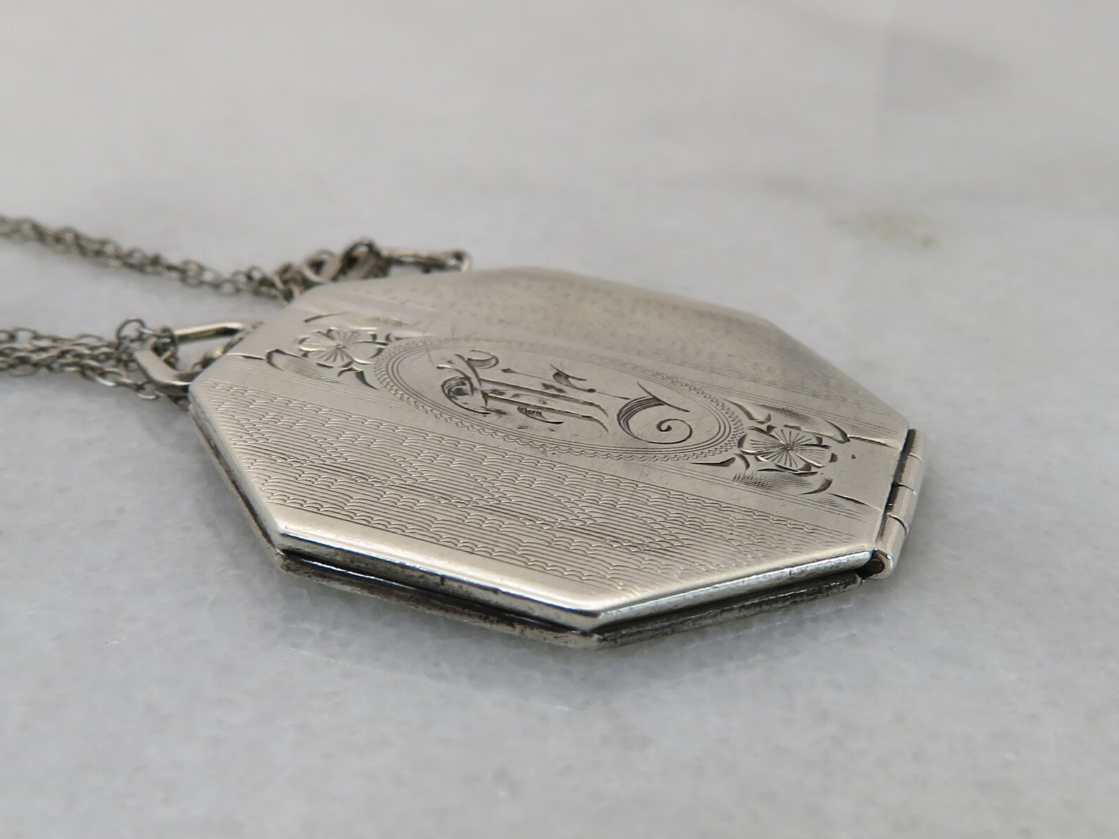 Victorian Sterling Silver Locket Pendant Necklace Marked Fm.co - Etsy