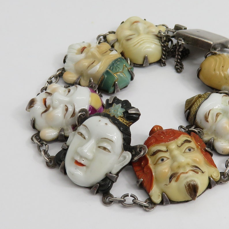 Antique Toshikane Porcelain Seven Gods of Fortune Bracelet. | Etsy
