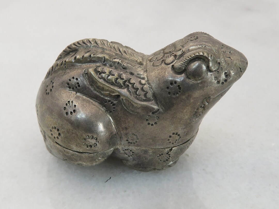 Vintage 900 Silver Large Frog Pill Box. - Etsy