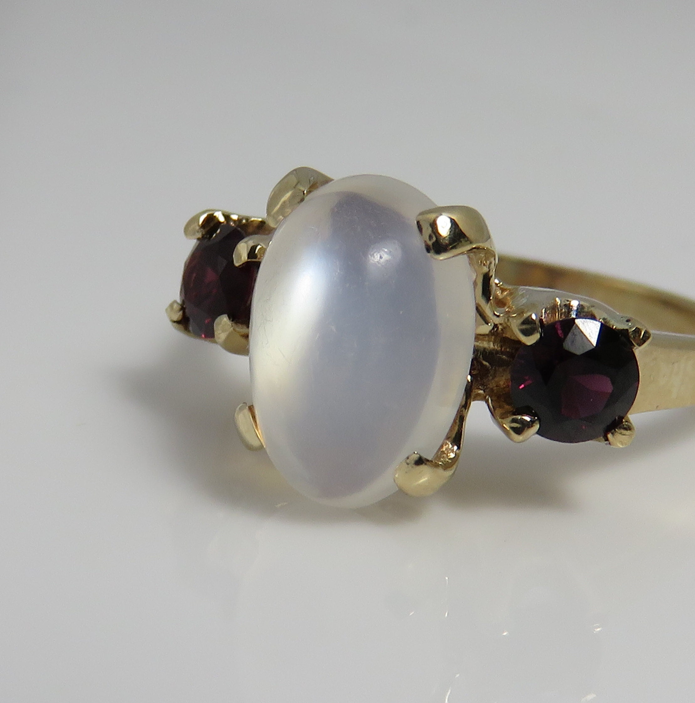 Antique 14k Yellow Gold Moonstone Garnet Ring. Sz 7.5. | Etsy