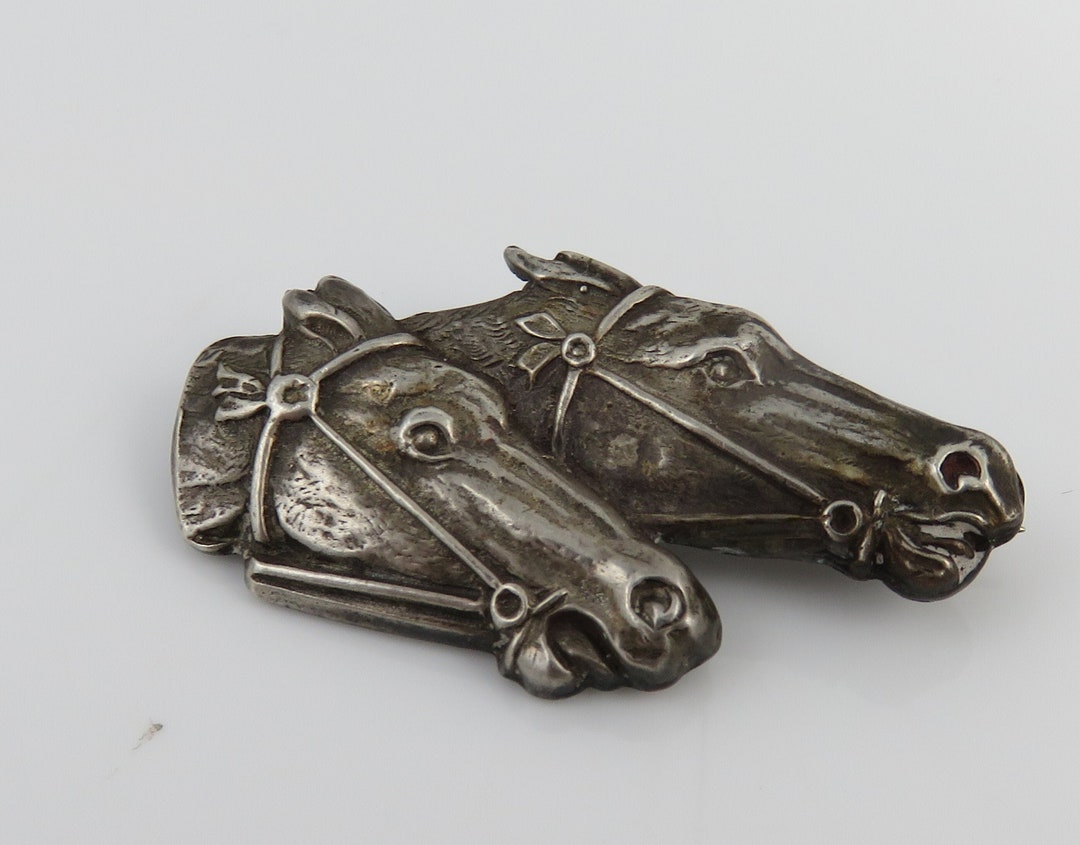 Antique Sterling Silver Horse Racing Brooch Pin. - Etsy