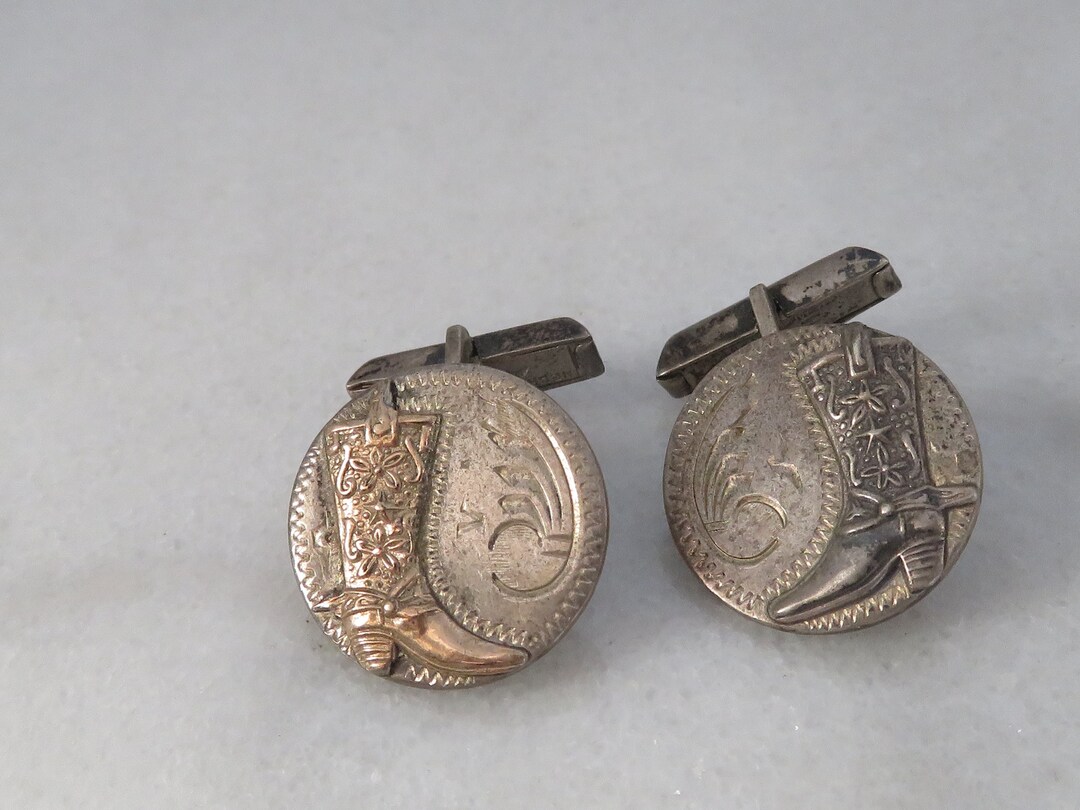 Vintage Sterling Silver 10k Western Boots Cufflinks Designer. - Etsy