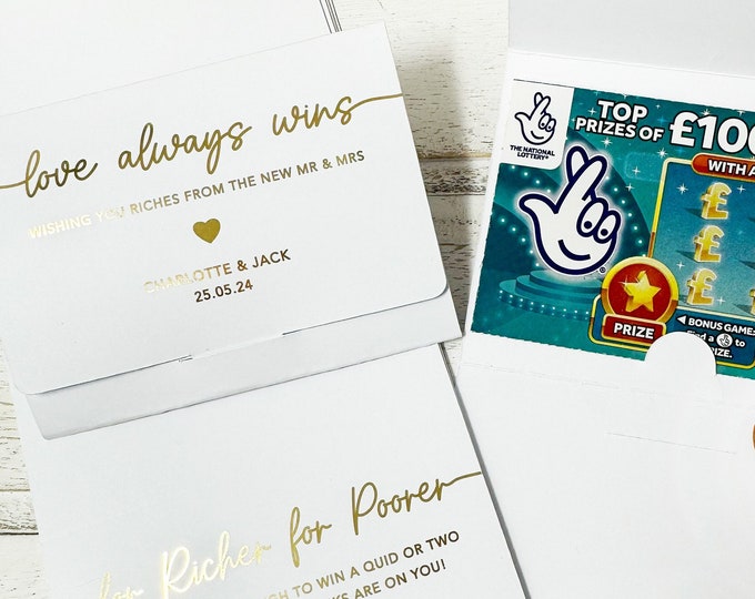 Scratch Card Holder. Wedding Favour Idea. Lottery Ticket Wallet ...