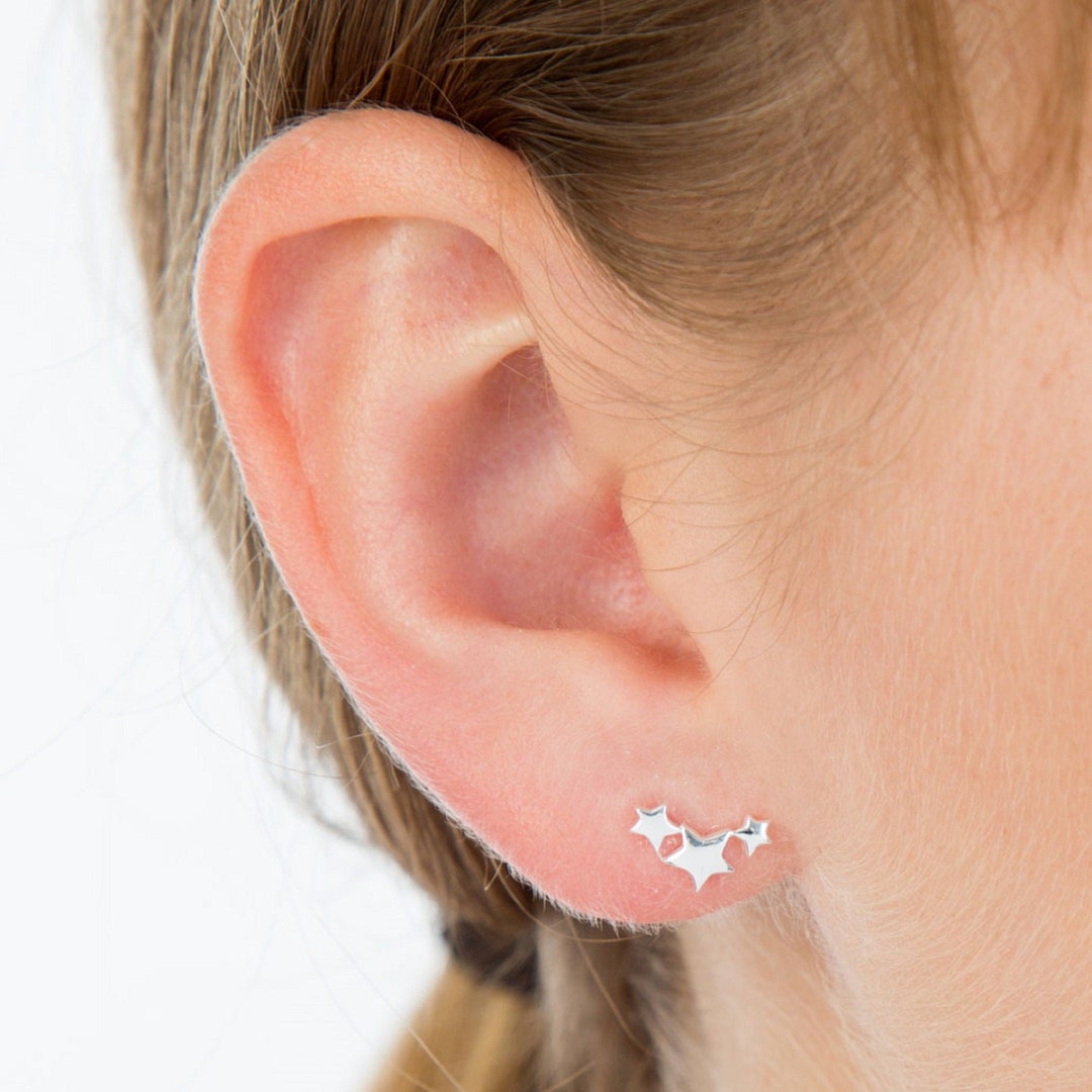 Sterling Silber Triple Star Ohrringe, Sternschnuppen Ohrringe ...