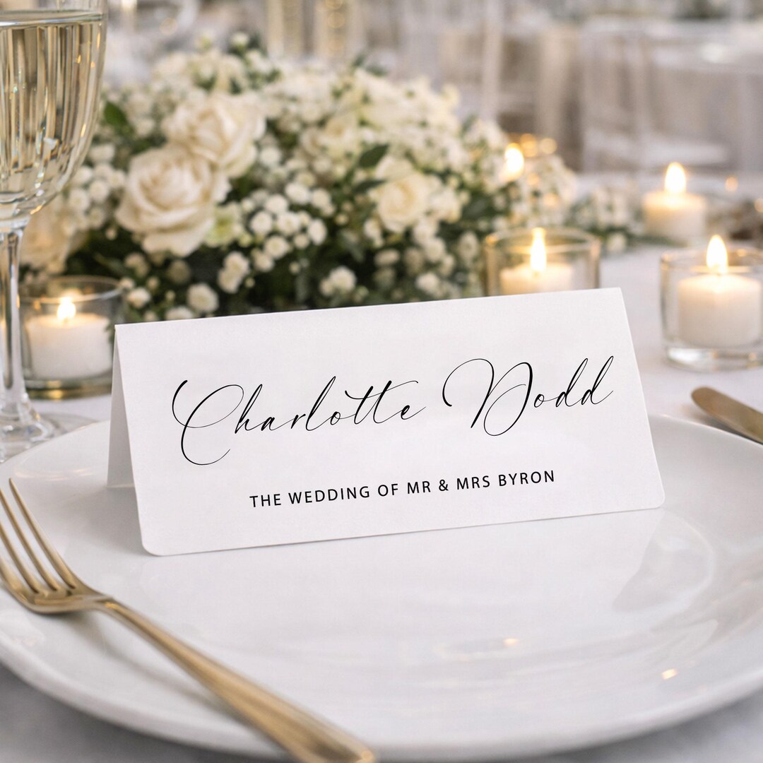 Personalised White Wedding Place Cards, Personalised Wedding & Event ...