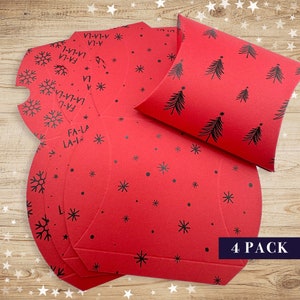 Red and Green Christmas Gift Pillow Box, Festive Print Wrapping ...