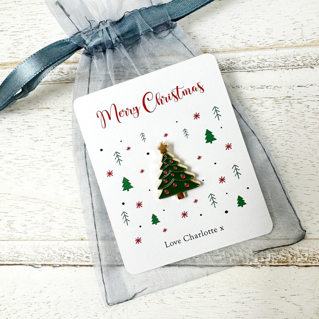 Personalised Christmas Tree Enamel Pin Badge: Festive Gift - Etsy