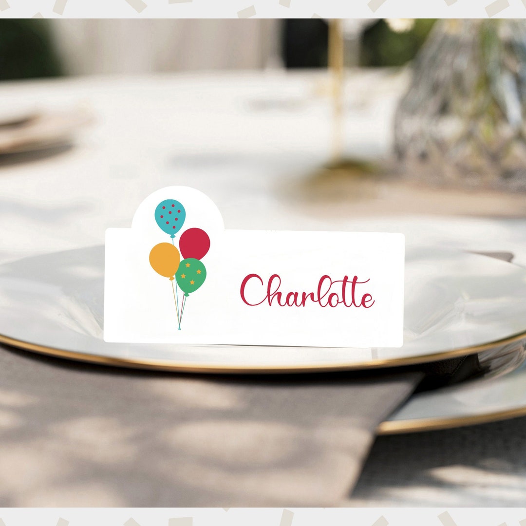 Personalised Birthday Balloon Place Cards, Birthday Place Cards, Place ...