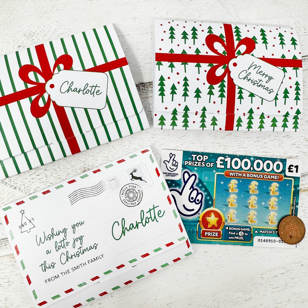 Personalised Christmas Scratch Card Holder, Lottery Ticket Wallet ...