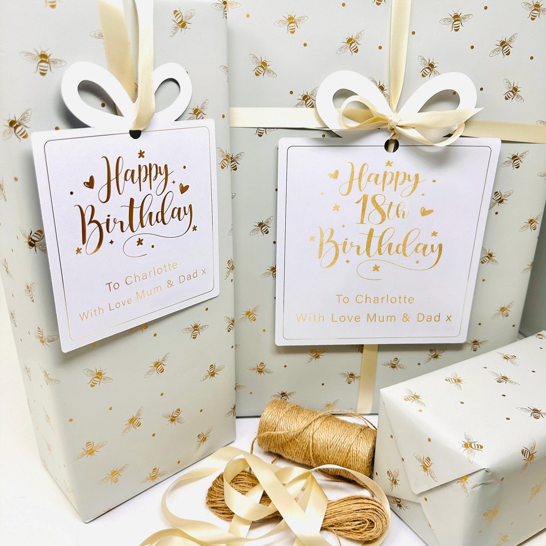 Jumbo Large Present Gold Foiled Gift Tag, Gift Box Shaped Large Gift ...