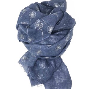 Dandelion Scarf, Wrap, Shawl, Dandelion Flower, Foil Print, Silver Foil ...