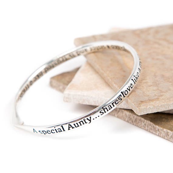 Aunty Inspirational Sentimental Message Bangle Friendship Bangle Gift for Her Personalised Jewellery Gift for Aunty Etsy