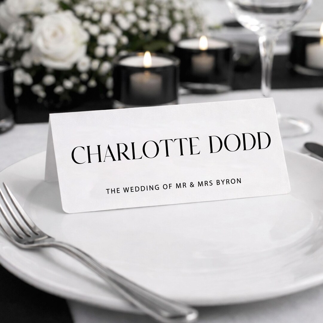 Personalised White Wedding Place Cards, Personalised Wedding & Event ...