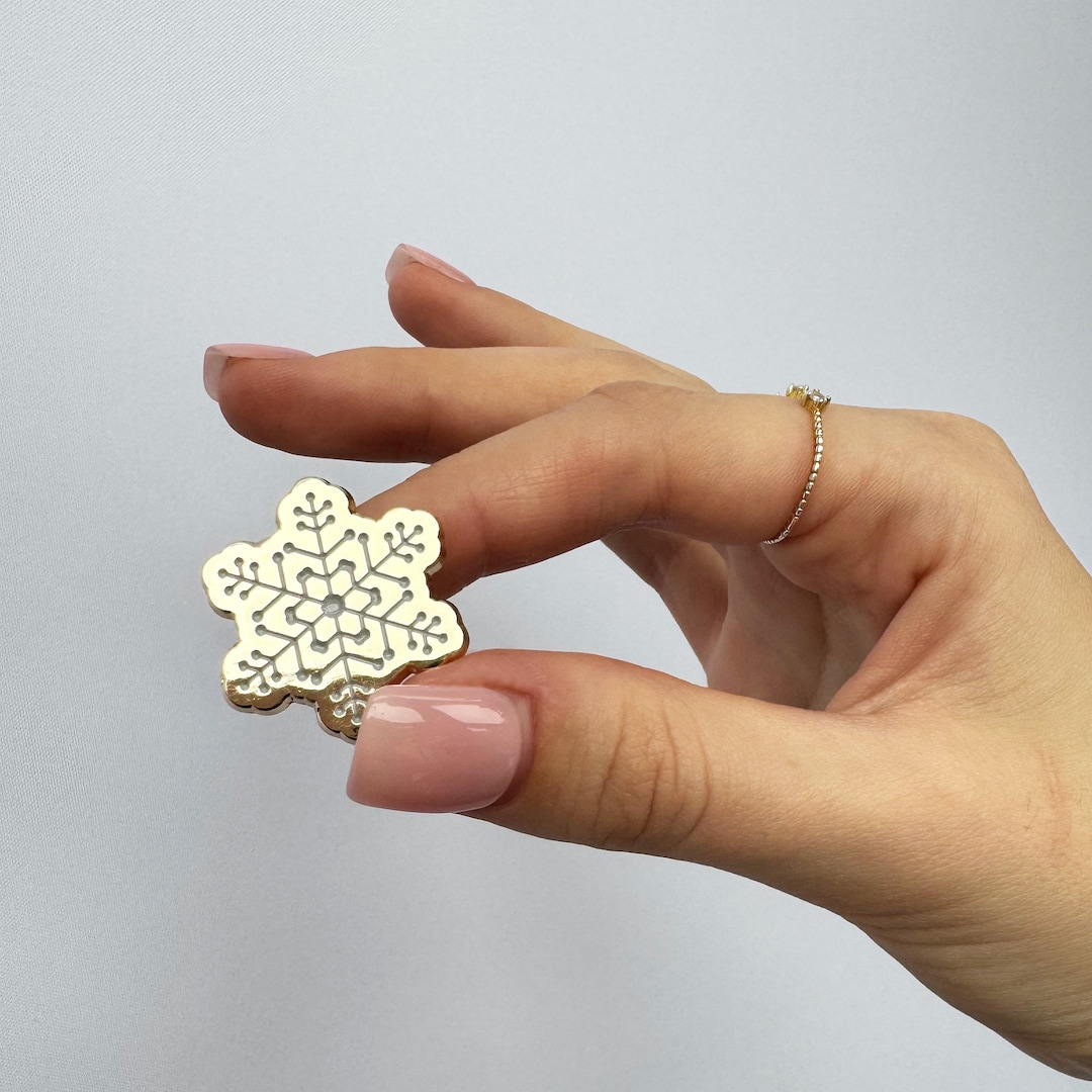 Christmas Snowflake Enamel Pin: Gold Festive Brooch - Etsy