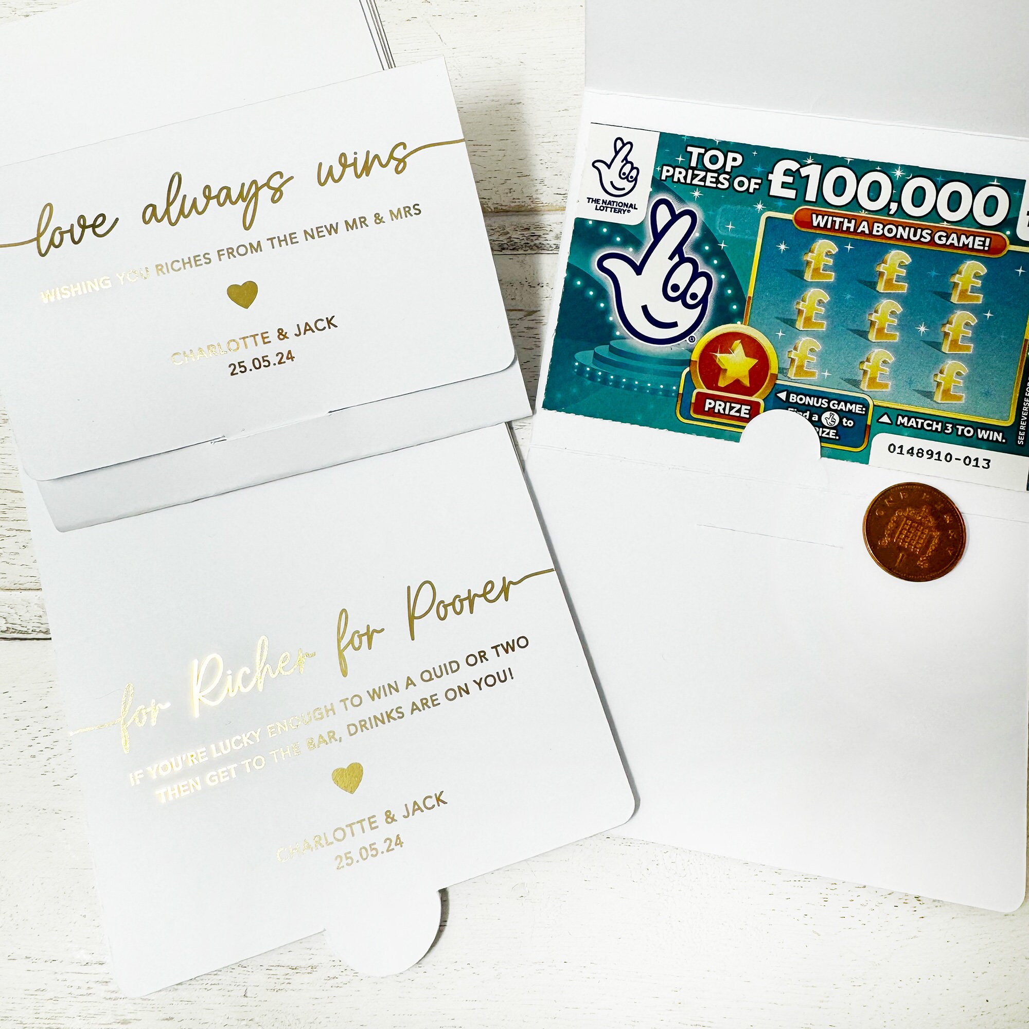 Personalized Lottery Ticket Wedding Favor Wallet: Scratch Card Holder ...