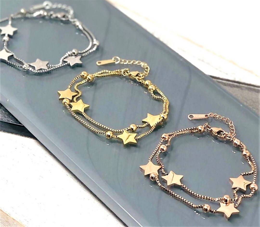 Adjustable Multi Strand Star Bracelet, Stainless Steel Twinkle Twinkle ...
