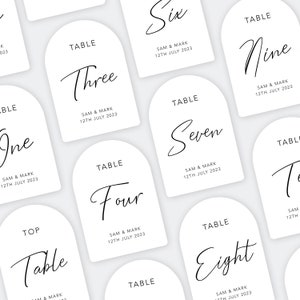 Arched Personalised Wedding Table Numbers, Seating Numbers, Table ...