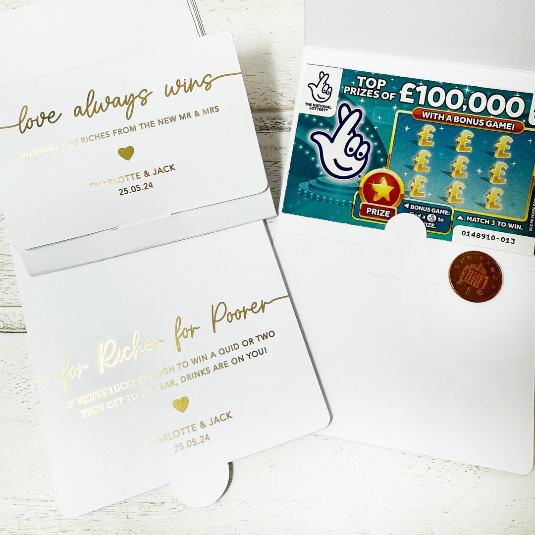 Personalized Wedding Scratch Card Holder: Lottery Ticket Wallet, Lotto ...