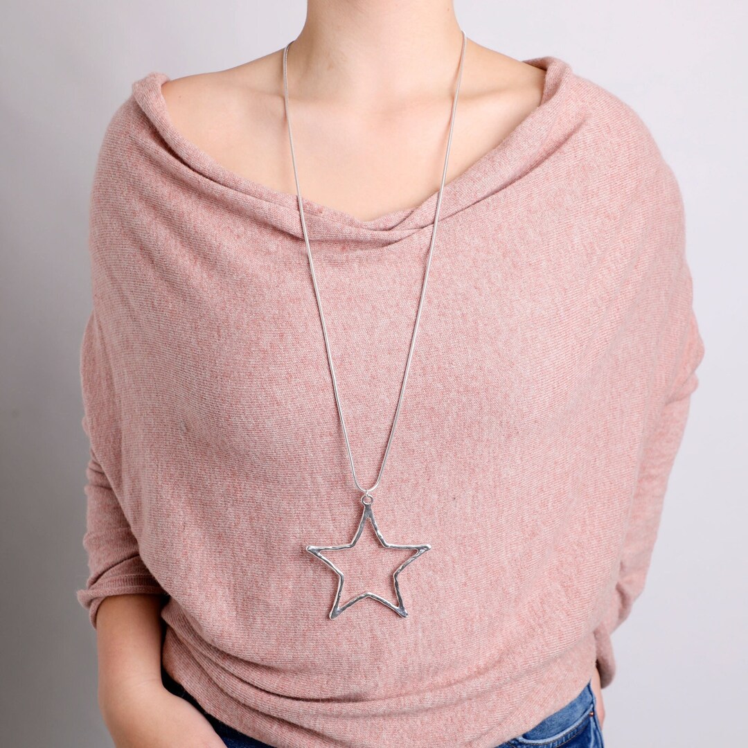 Open Large Star Statement Long Necklace, Statement Long Necklace ...