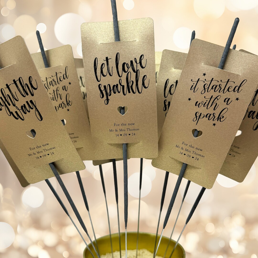 Personalised Sparkler Wedding Tags, Pearlescent Wedding Sparkler Tag, Large Size Wedding ...