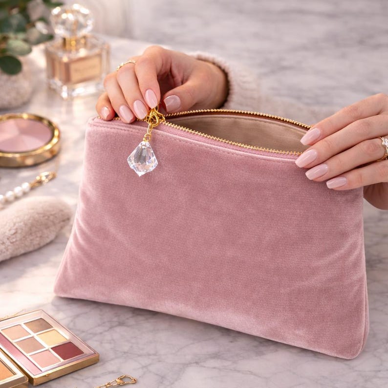 50 & Fabulous Pink Velvet Feel Makeup Bag, 50th Birthday Gift for Her ...