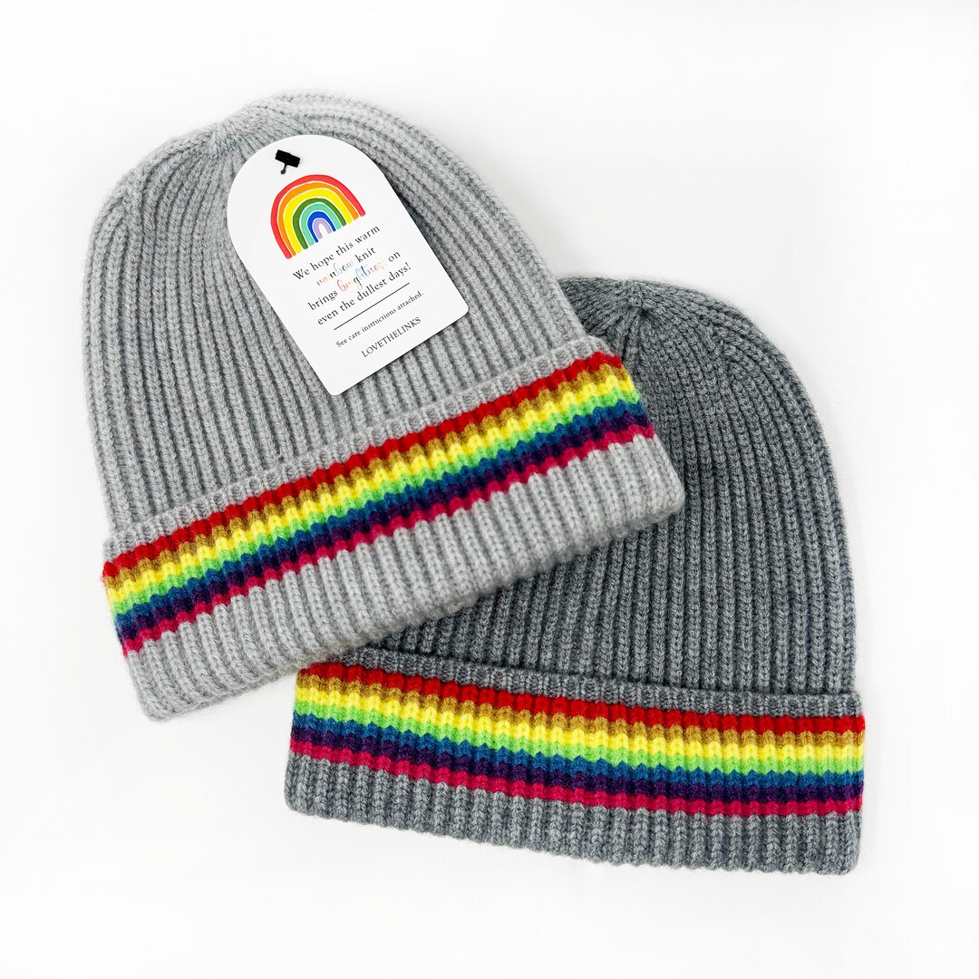 Rainbow Beannie, Ribbed Beannie, Rainbow Hat - Etsy
