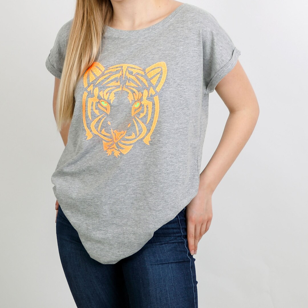 Tiger Face T-shirt: Cotton Animal Print Tee - Etsy