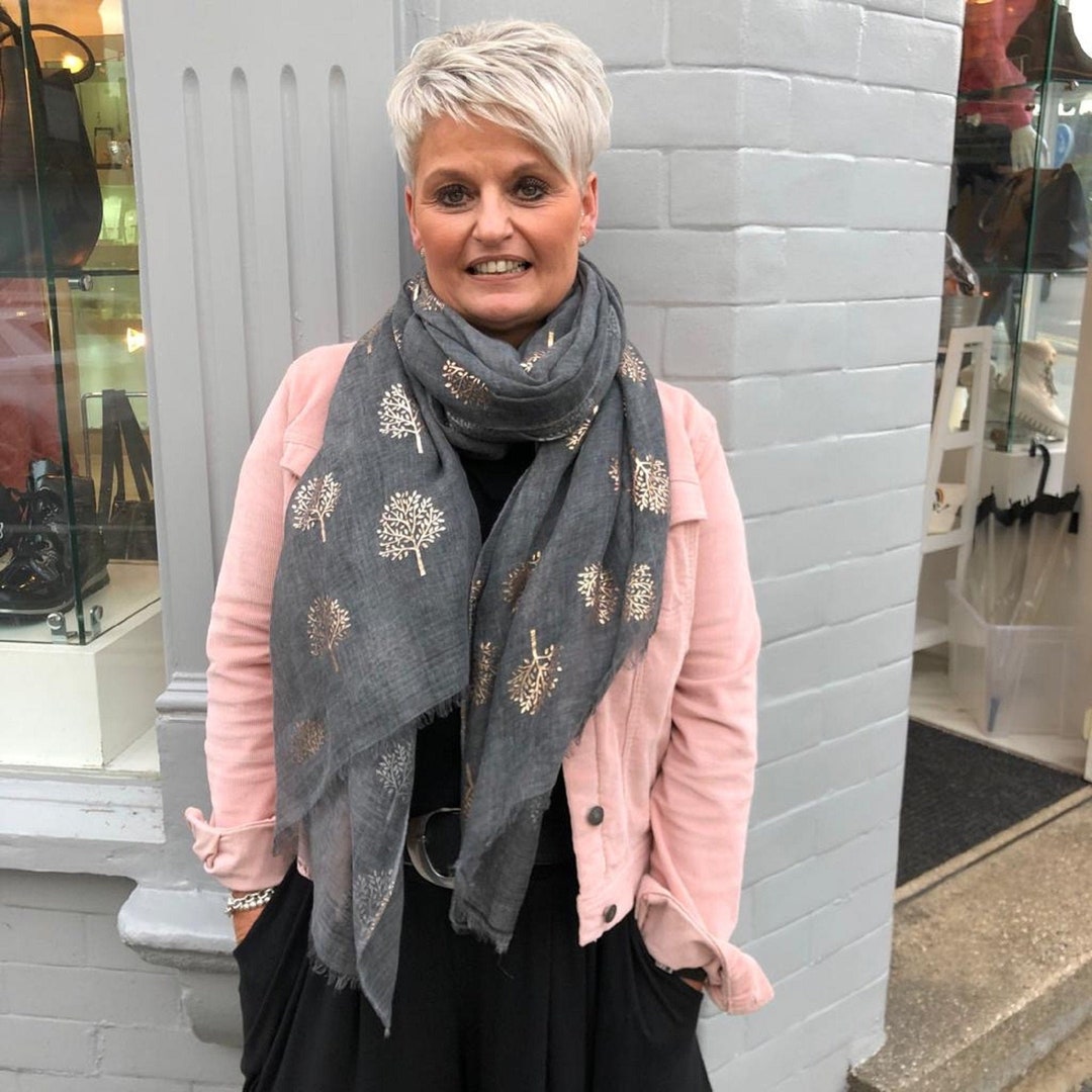 Mulberry Tree Scarf,rose Gold and Silver Metallic Foil Scarf, Wrap ...