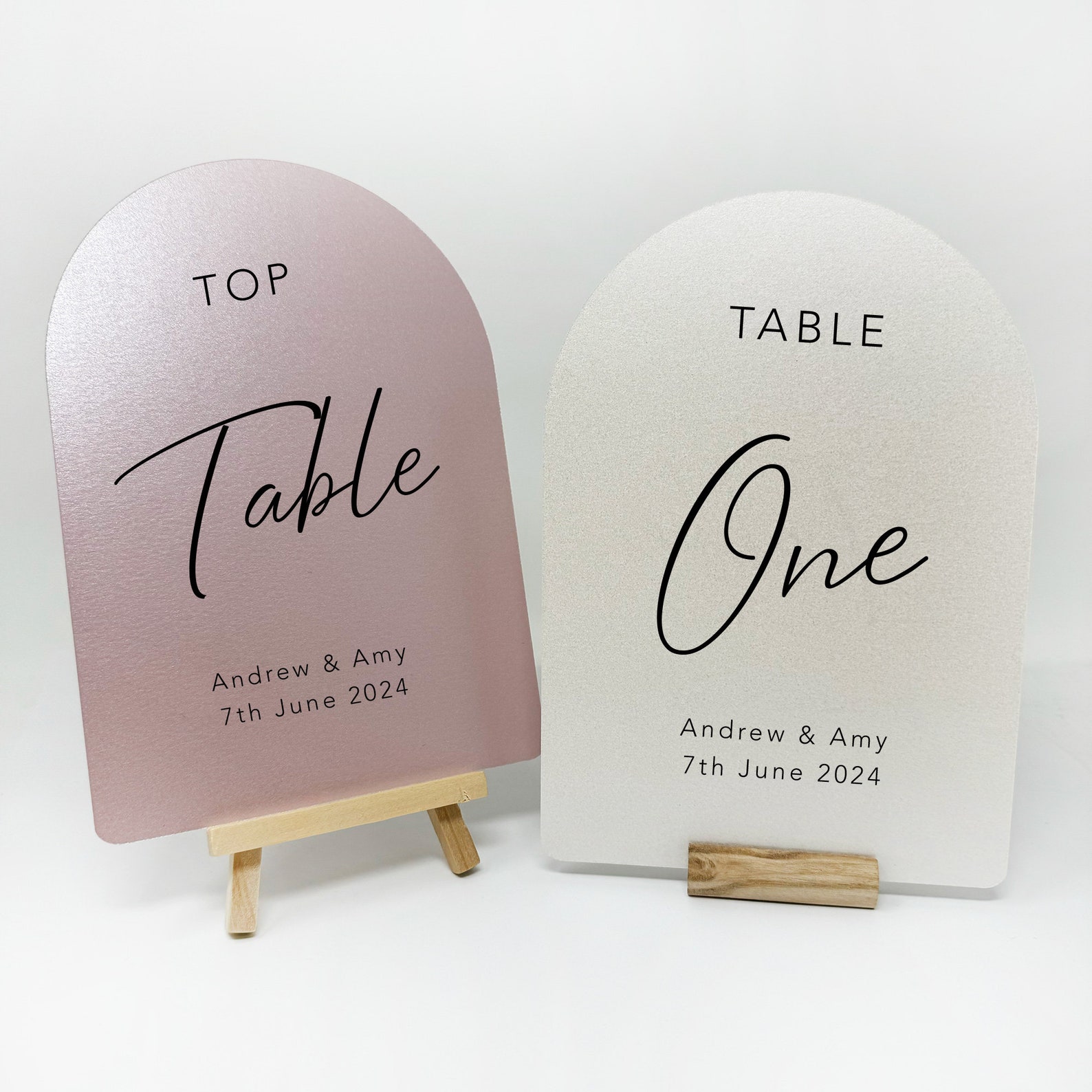 Arched Pearlescent Wedding Table Numbers: Personalized Black Ink - Etsy