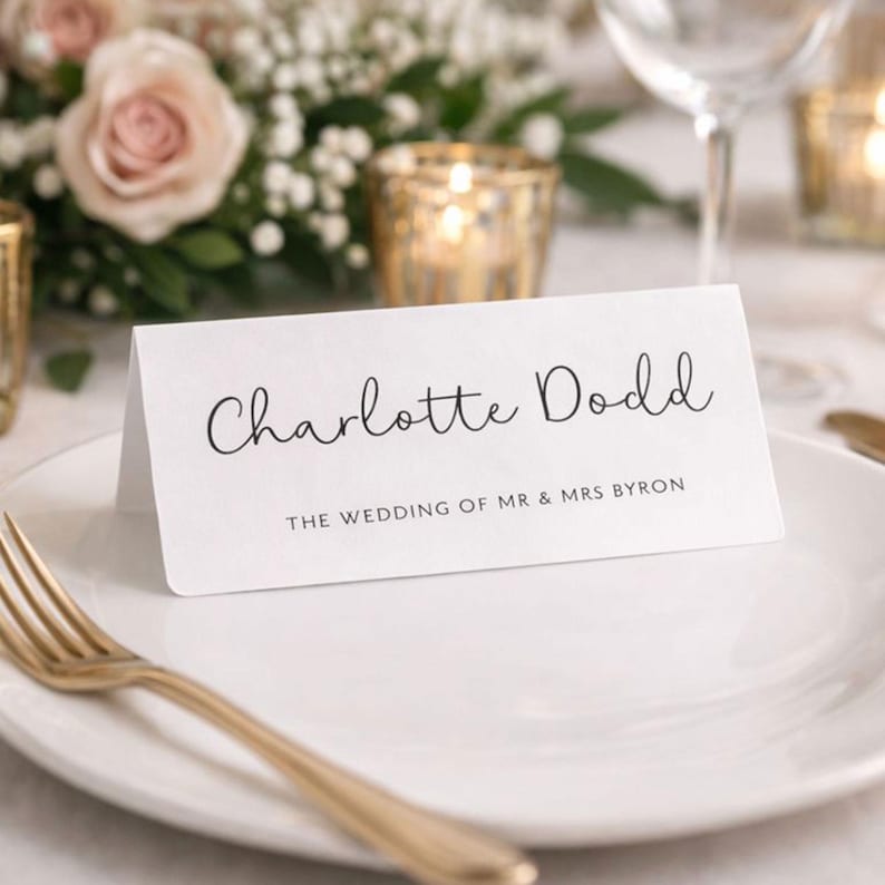 Personalised White Wedding Place Cards, Personalised Wedding & Event ...