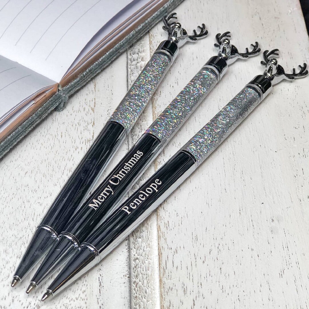 Personalized Christmas Pen: Glitter Reindeer Engraved Gift - Etsy UK