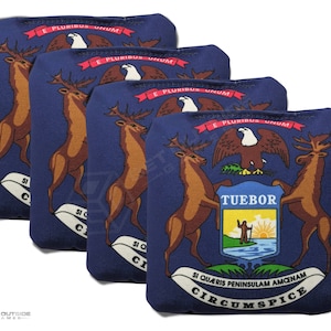 4 Michigan Flag Premium Cornhole Bags | Corn or All Weather With Color ...