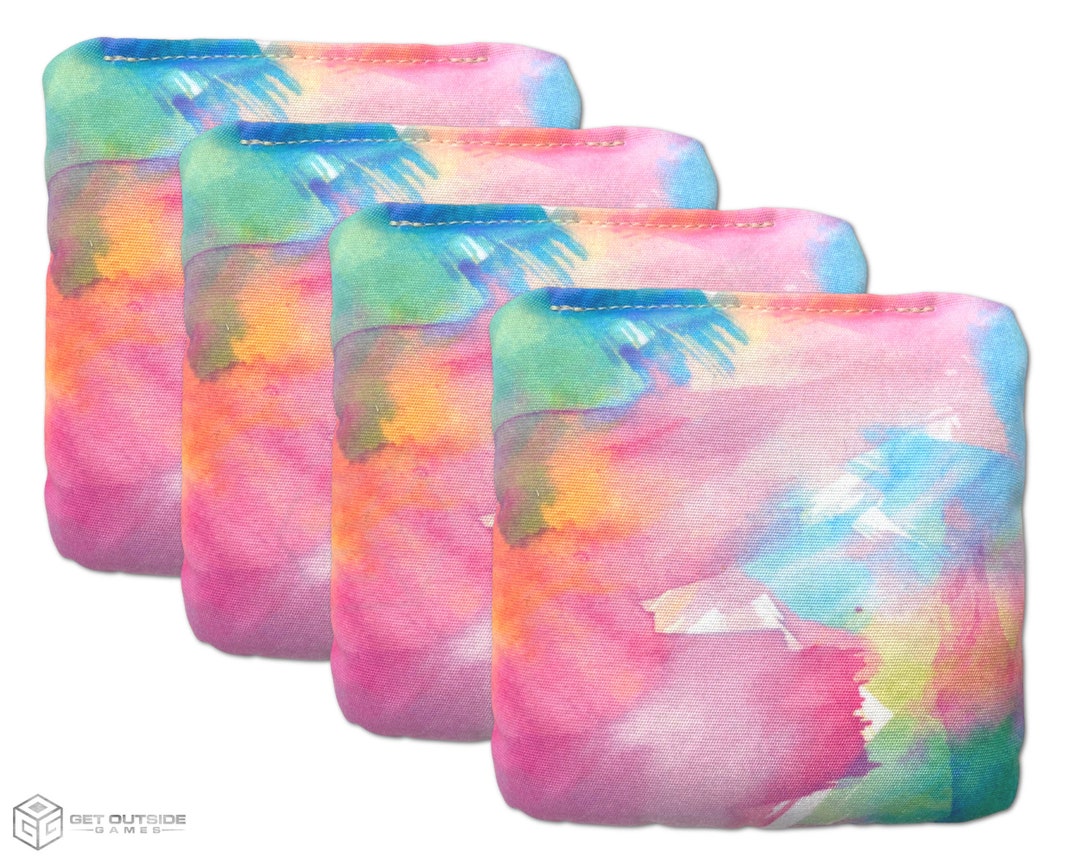 4 Watercolor Splash Premium Cornhole Bags Corn or All Weather With ...