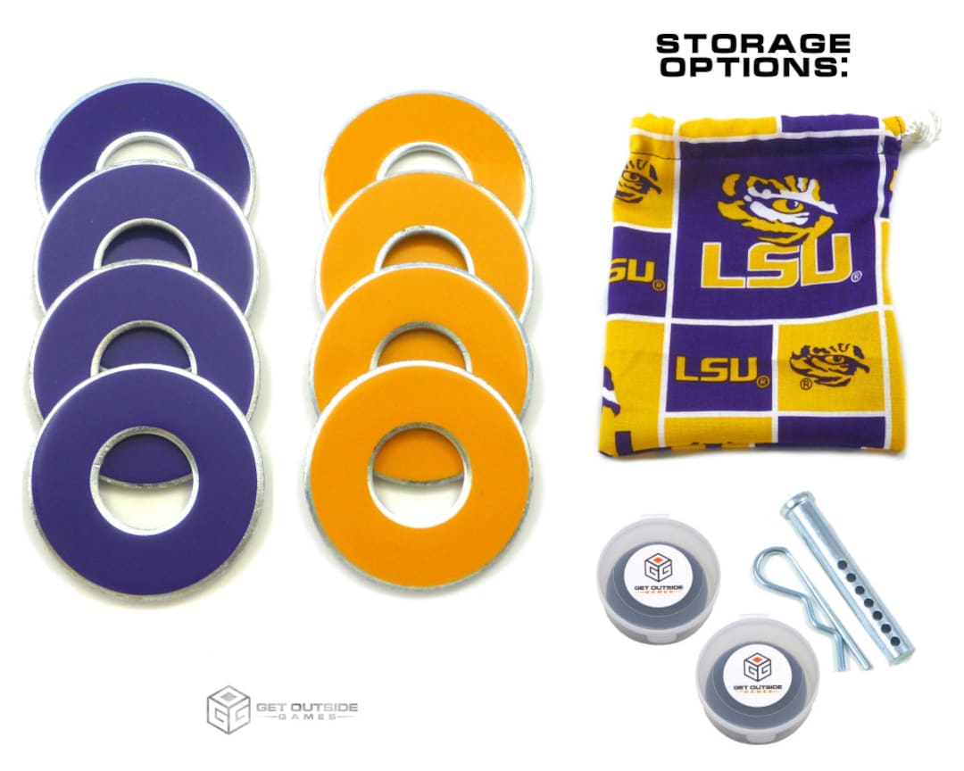 8 LSU Tigers Color Vvashers W/ Storage Options - Washer Toss Game ...
