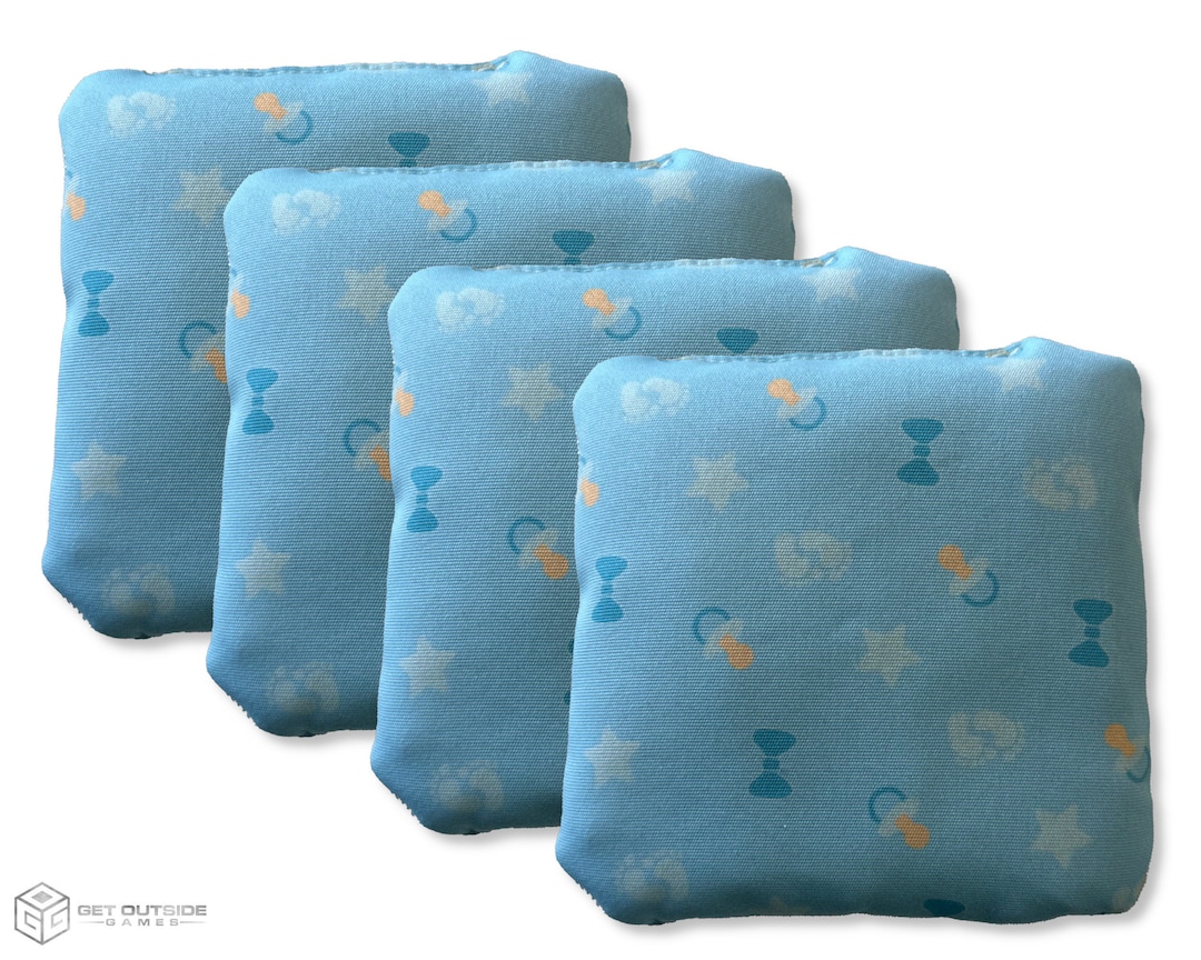 4 Baby Boy Premium Cornhole Bags | Corn or All Weather With Color ...