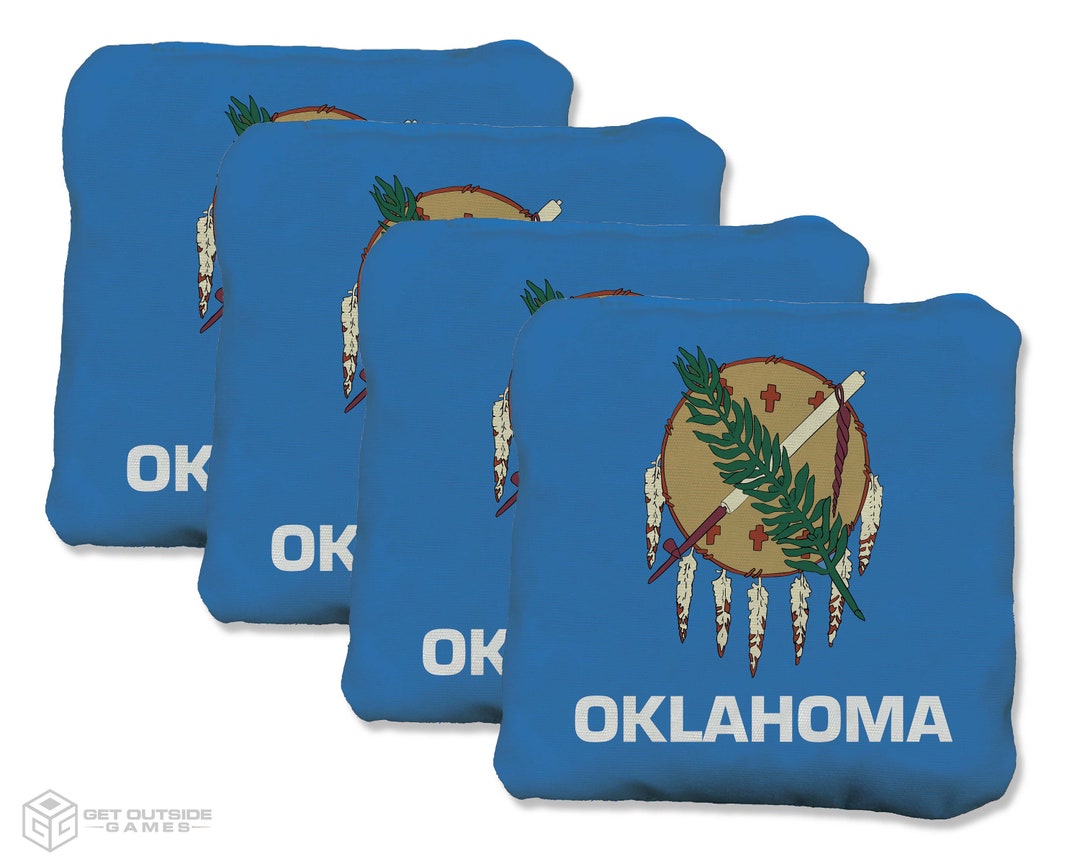 4 Oklahoma Flag Premium Cornhole Bags | Corn or All Weather With Color ...