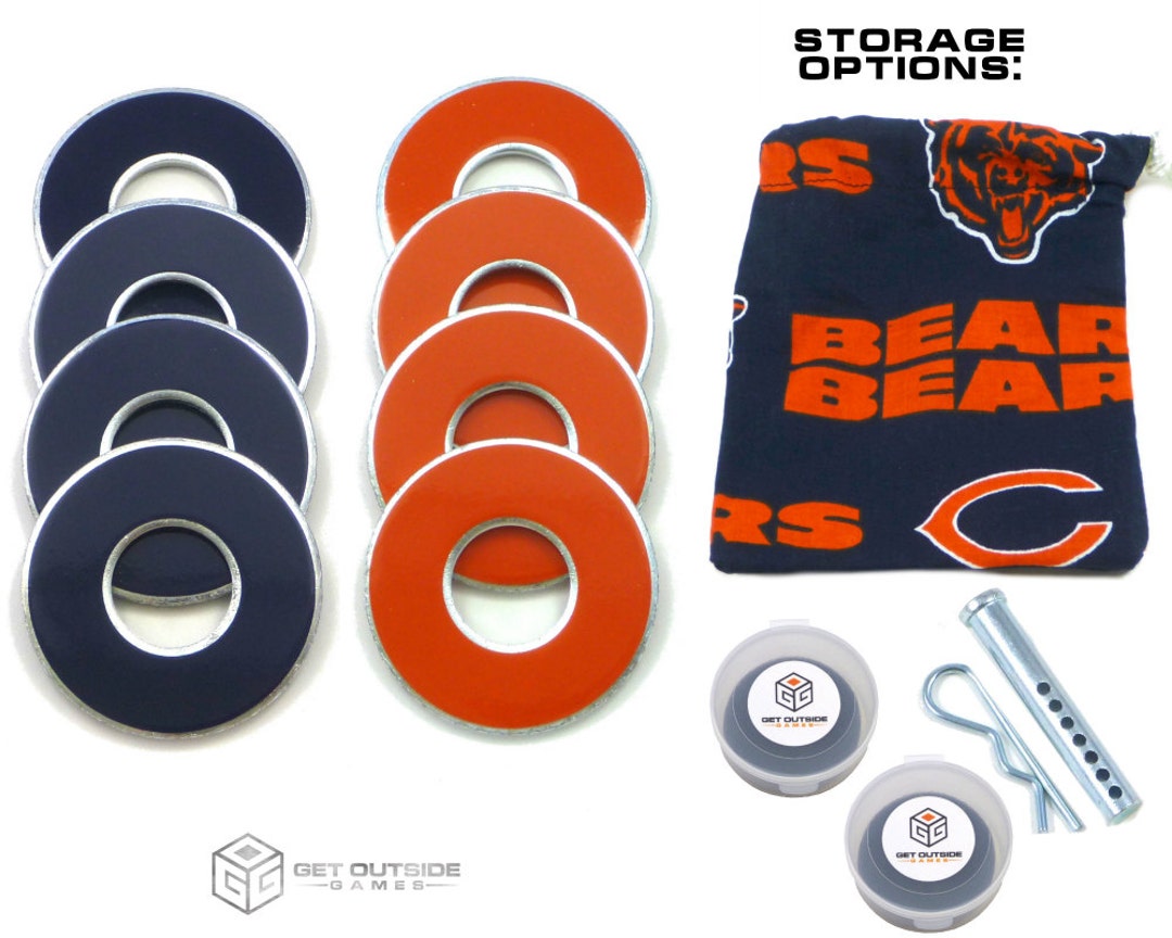 8 Chicago Bears Color Vvashers W/ Storage Options - Washer Toss Game ...