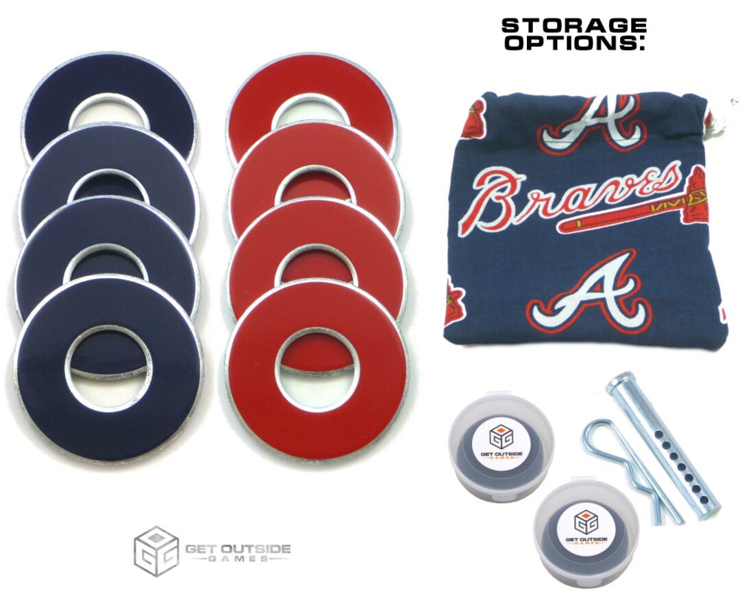 8 Atlanta Braves Color Vvashers W/ Storage Options - Washer Toss Game ...