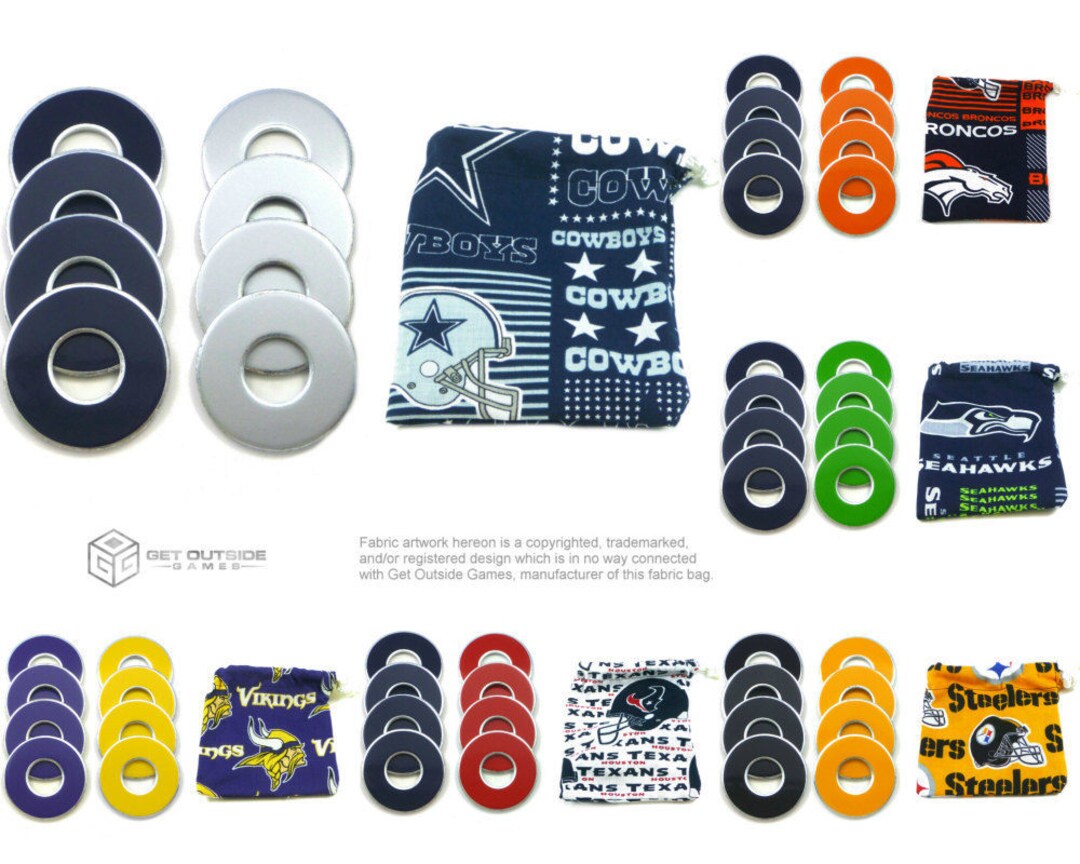 8 Vvashers W/ NFL Team Fabric Bag - Washer Toss Game Washers by Get ...