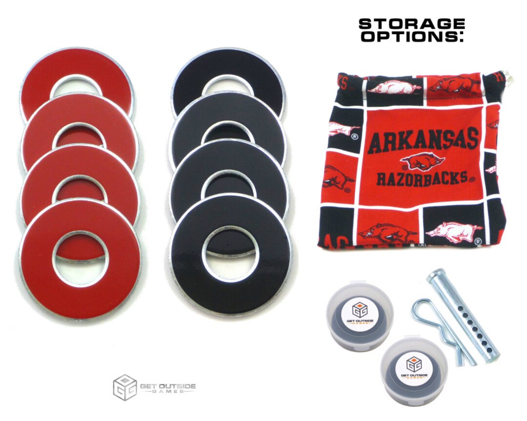 8 Arkansas Razorbacks Color Vvashers W/ Storage Options - Washer Toss ...