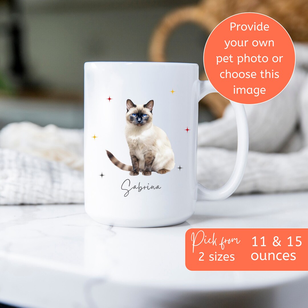 Personalized Photo Mug Siamese Cat Mom Gift, Custom 11 or 15 Ounce ...