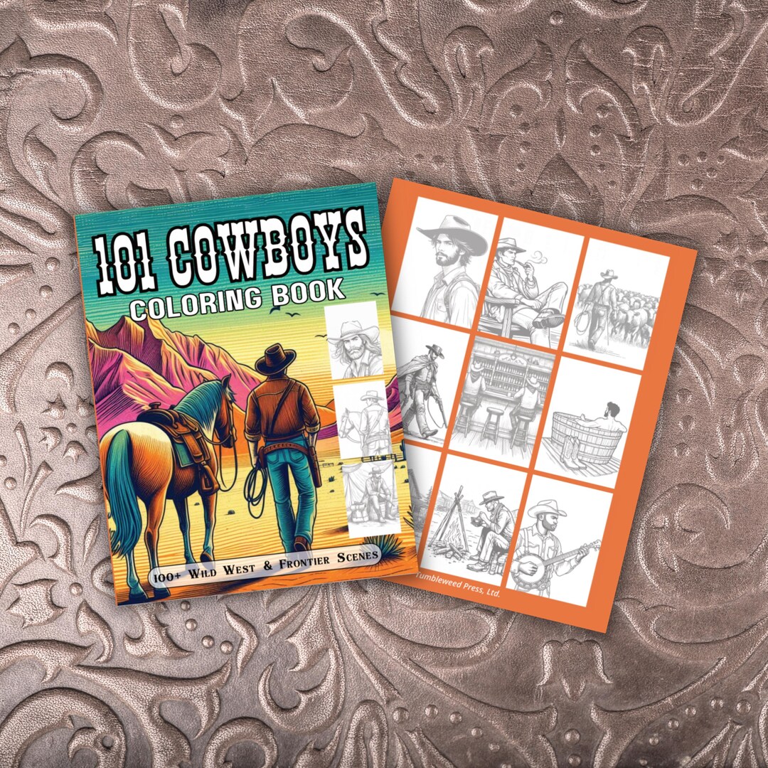 COWBOYS of the Wild West Coloring Book. 100 Western Portraits and ...