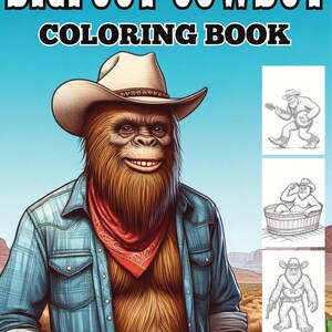 50 Bigfoot Cowboy Coloring Book Digital Download. AKA Sasquatch ...
