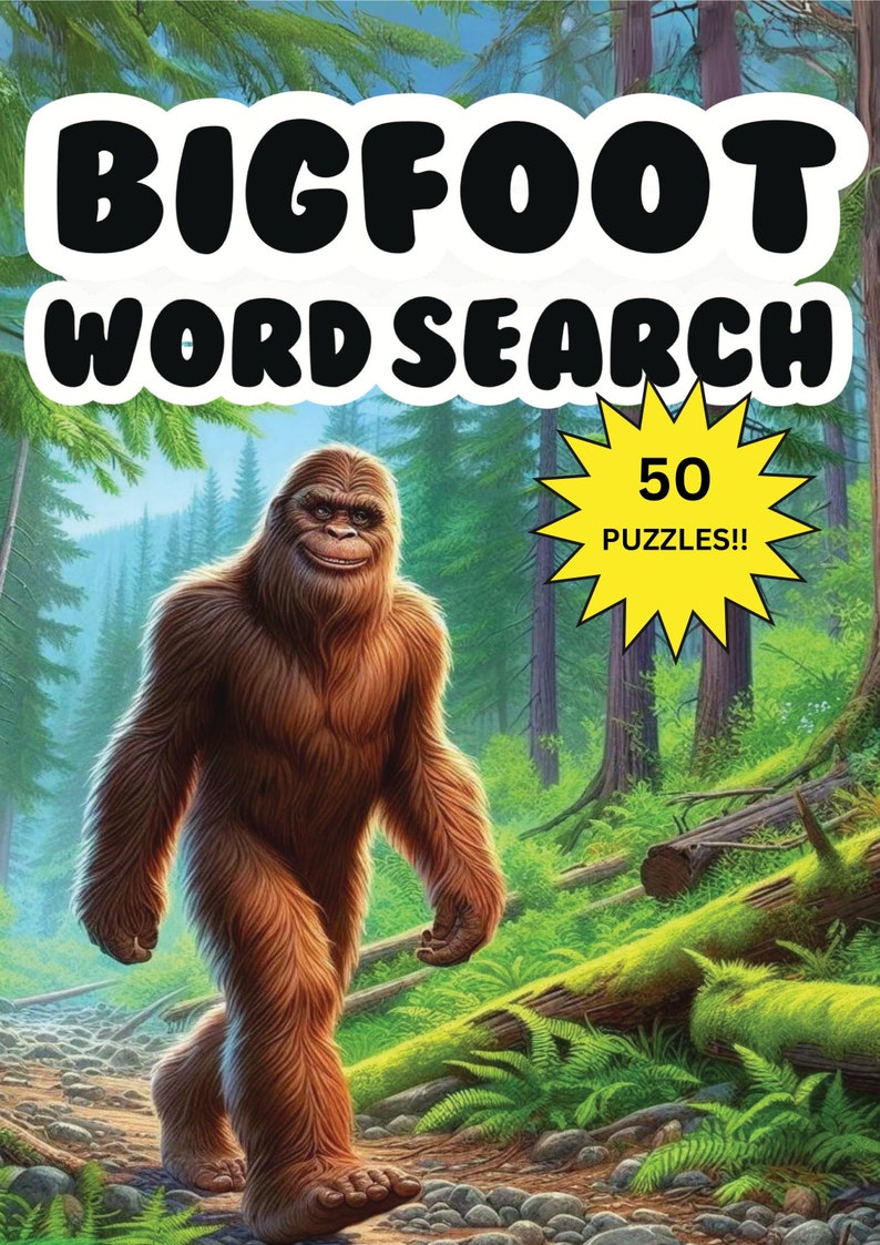 Bigfoot Word Search Adventure Digital Download. 50 Fun Puzzles. AKA: as ...