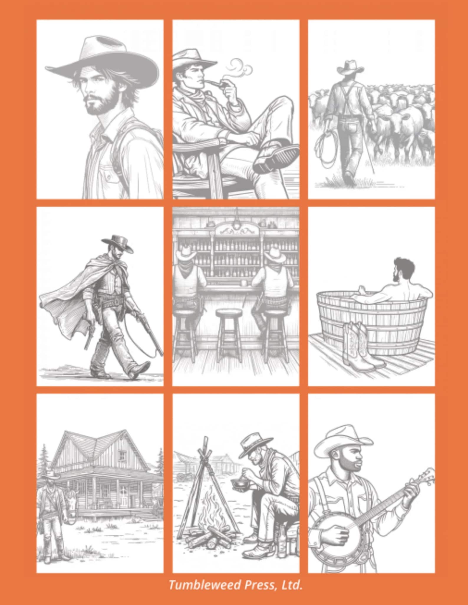 COWBOYS of the Wild West Coloring Book. 100 Western Portraits and ...