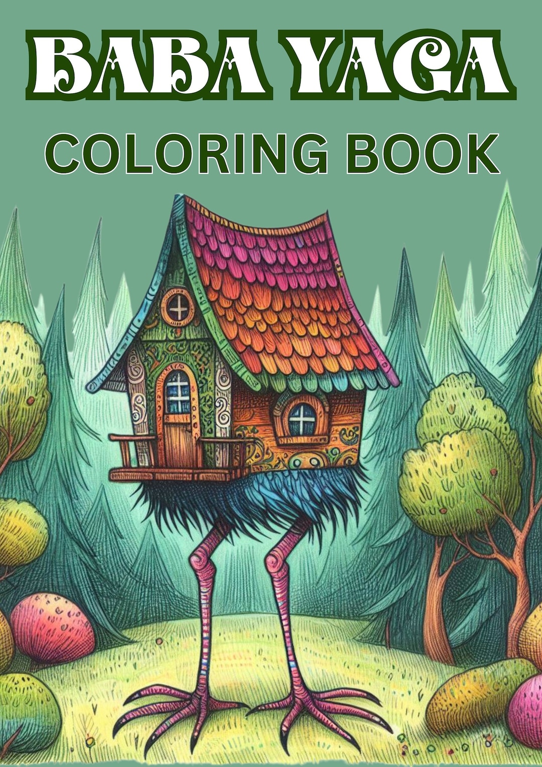Baba Yaga Coloring Book. the Magic Babushka From Slavic Folklore and ...