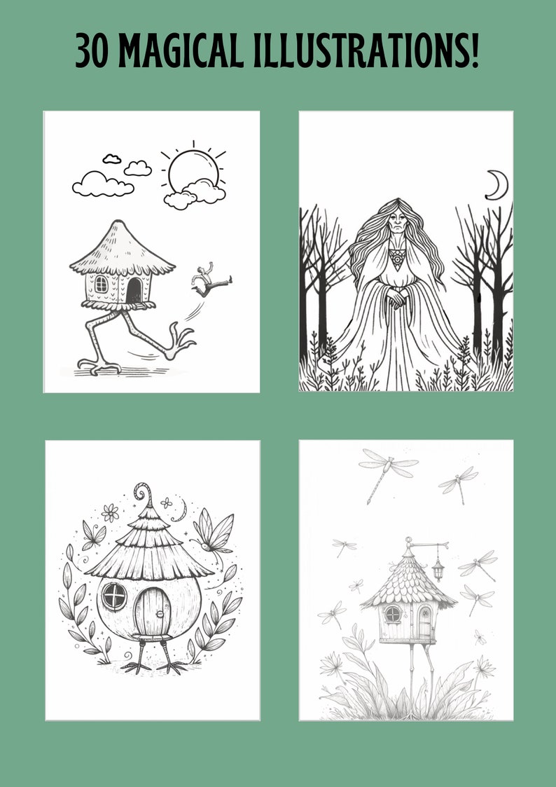 Baba Yaga Coloring Book. the Magic Babushka From Slavic Folklore and ...