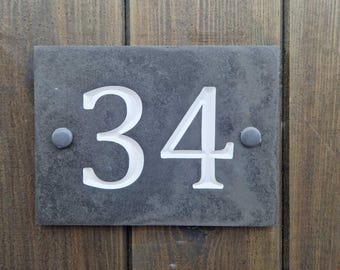 Daffodil Deep Engraved Natural Slate House Name Number 30cm X 20cm ...
