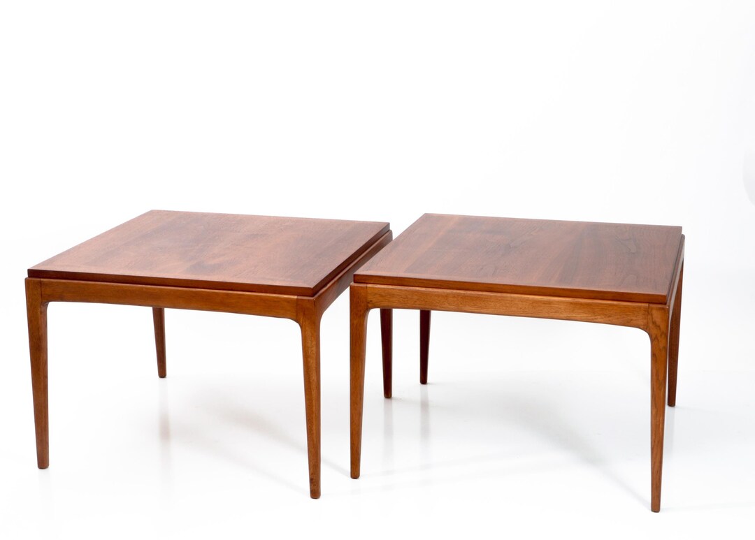 1960s Pair of Vintage, Mid-century Modern MCM "rhythm" Walnut Wood Square Side Tables by Lane ...
