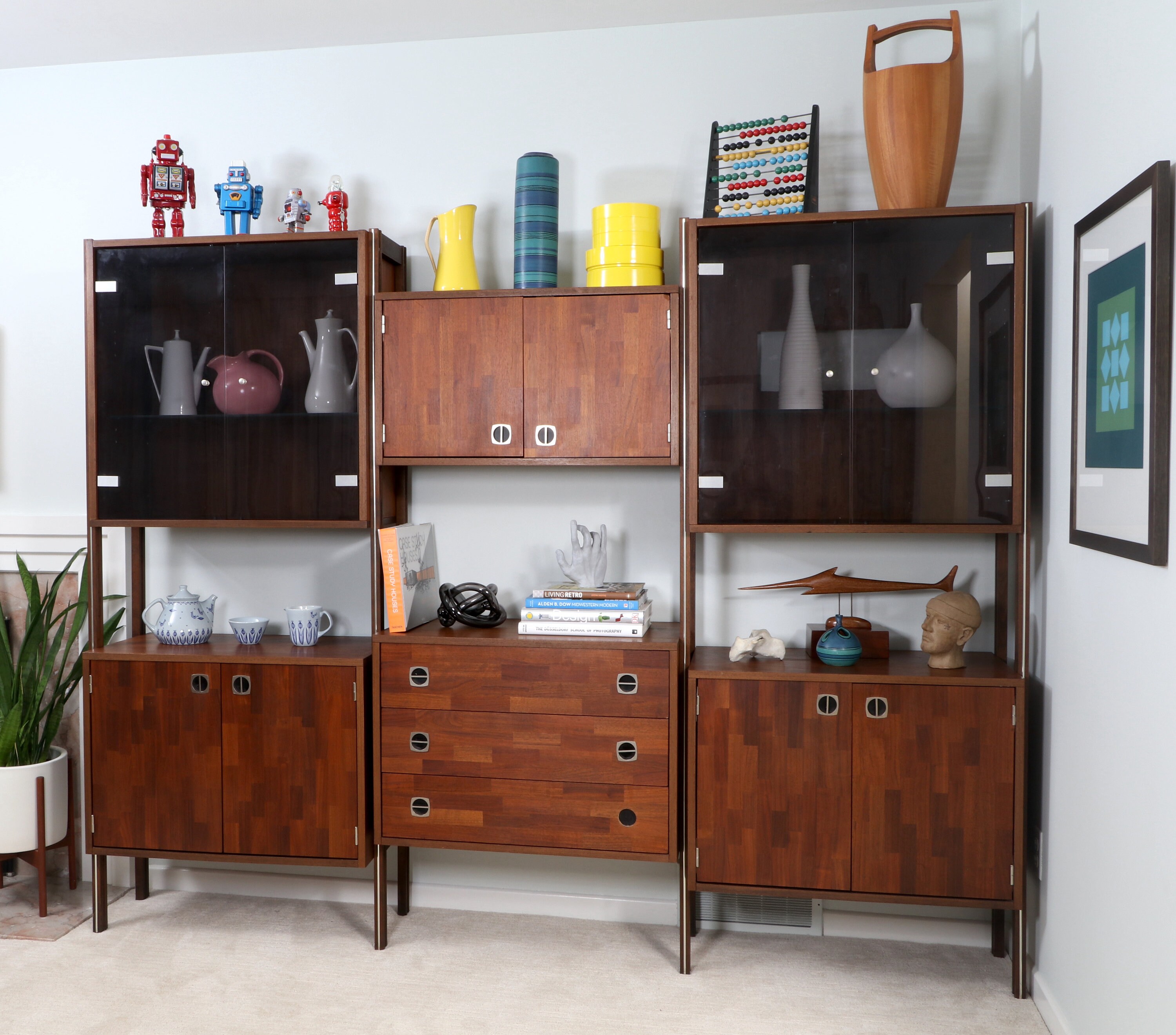 Mid Century Modern MCM Danish Styles Free Standing 3 Bay Wall Unit - Etsy